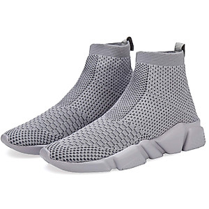 Santiro Boys Sneakers Sock Shoes Girls Lightweight High Top Kids Slip On Shoes Breathable Running Shoes All Gray (Little Kid/Big Kid/Toddler) 4 M US