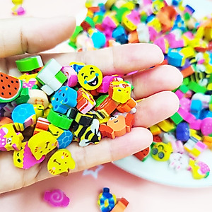 300PCS Assorted Mini Novelty Pencil Erasers for Kids,Fun Cute Bulk Fruit Animals Collection Erasers for Classroom Student Prize Homework Awards Party Gifts School Supplies