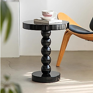 NICOKI Retro Vintage Accent Furniture Pedestal Table, Small Round Coffee End Table for Living Room Playroom Balcony, Wood Side Table, Nightstand, Plant Stand 20" Tall, Black