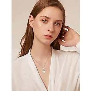 TANGPOET White Fire Opal Pendant Necklace for Women 925 Sterling Silver October Opal Birthstone Jewelry Mothers Day Christmas Birthday Gifts for Her