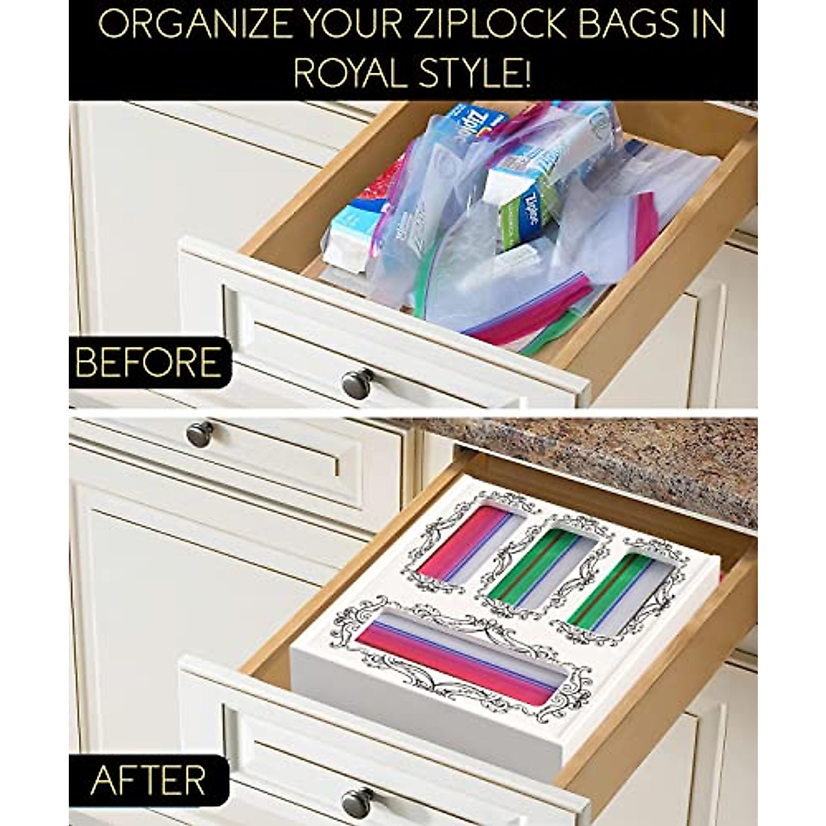 Hoshier SPECIAL LAUNCH PRICE DISCOUNT - Ziplock Bag Organizer for Drawer, Baggie Organizer for Drawer