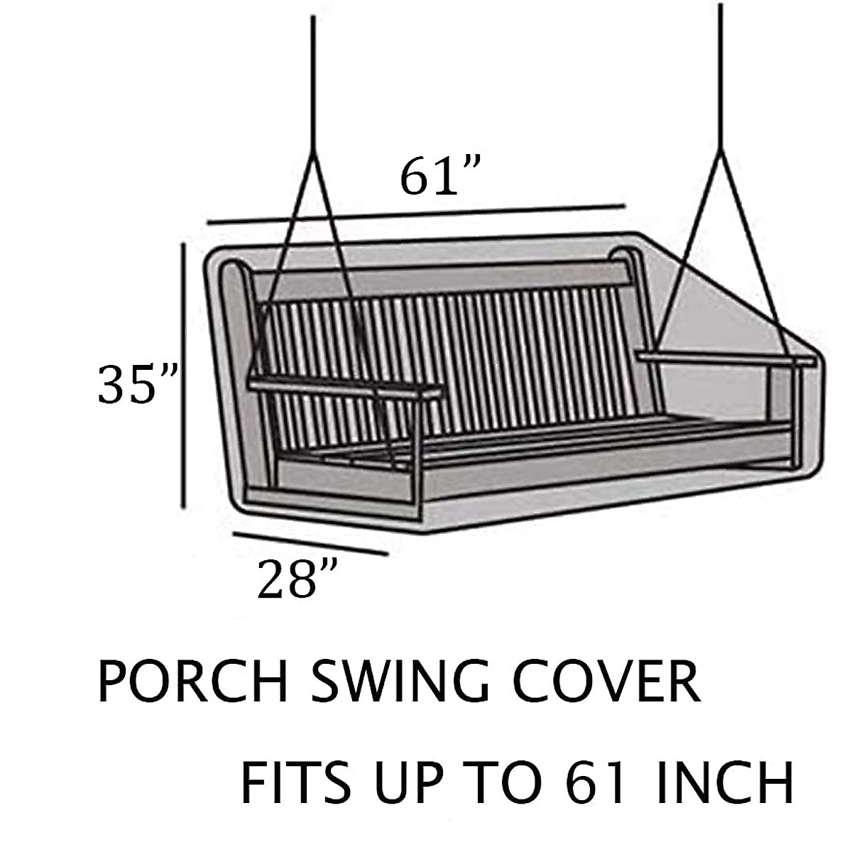 YHINGG Porch Swing Cover 61Inch Waterproof 600D Oxford Hanging Outdoor Swing Chair Cover Garden Hammock Chair Cover Patio Furniture Covers (Black)