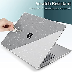 Batianda Premium Protective Case for 13.5 inch Microsoft Surface Laptop 5 4 3 with Metal Palm Rest - Slim Design with Superior Impact Resistance & Keyboard Cover & Screen Protector, Bling Clear