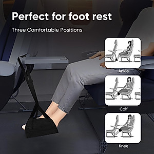 WeArkoTac Upgraded Airplane Footrest - Foam 2 in 1 Foot Hammock, Ergonomic Adjustable Foot Rest for Airplane Travel, Travel Essentials for Flying, Long Airplane for Airplane Travel Accessories