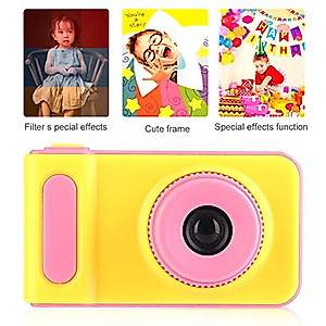 Kids Camera,2 Inch 1080P HD Digital Camera,Cartoon Toy Camera,Built-in 4 Casual Games,Made of eco-Friendly Non-Toxic Material,Simple Operation,Ideal Gift Choice for Kids(Pink)
