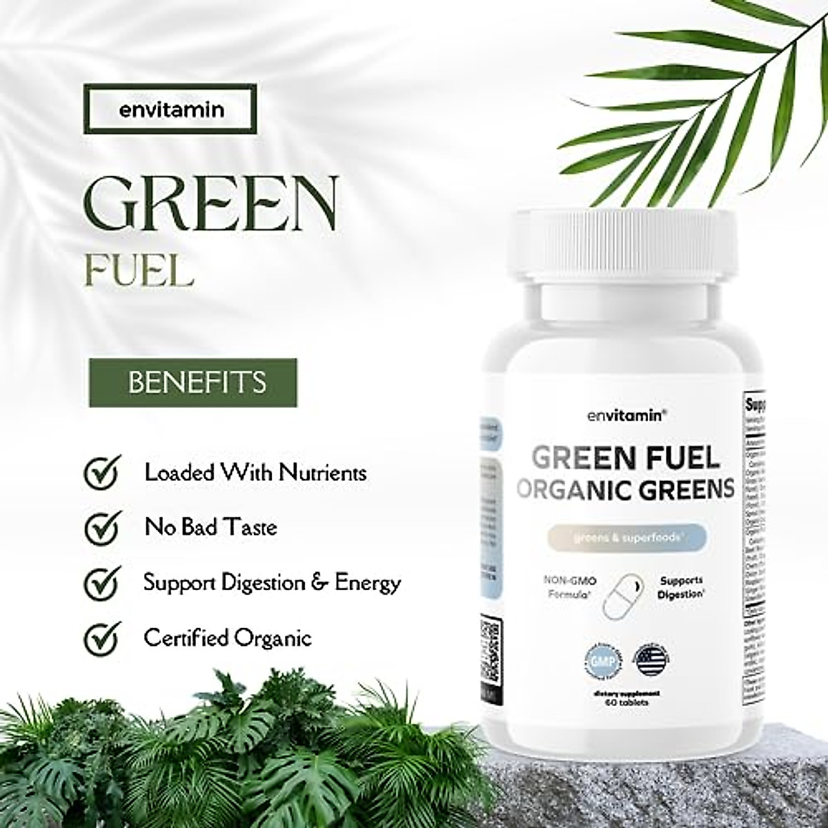 envitamin Green Fuel Organic Greens Tablets - Organic Greens, Fruit and Vegetable Blend