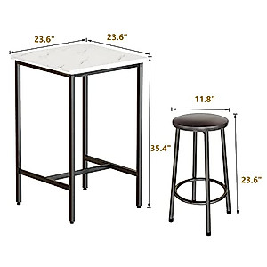 LinkRomat Pub Table Set of 3, Small Dining Table for 2, Bistro Table and Chairs, Bar Height Table w/2 Stools Counter Height Table Kitchen Bar Small Kitchen Table for Breakfast Nook Small Space