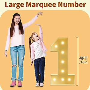 GENNIZZ 4FT Marquee Numbers with Hot Glue Gun, Marquee Light Up Numbers for 1st 21st Birthday Decorations, Marquee Light up Letters Anniversary Party Decor, Mosaic Numbers for Balloons Number 2