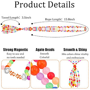 Yunlly 4 Pack Magnetic Curtain Tiebacks Boho Curtain Tiebacks Colorful Beaded Tassel Curtain Drapery Holdbacks Boho Curtain Ties for Home Office Window Decorative