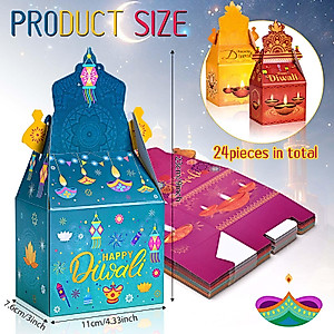 24Pack Happy Diwali Party Favor Boxes Rangoli Lantern Diya Pattern Treat Boxes Diwali Party GoodieGable Boxes for Indian Festival of Lights Party Decorations