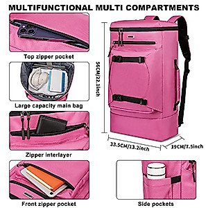 Asenlin Travel Backpack for Women Men，40L Extra Large Hiking Backpack，18 Inch Carry on Backpack Water Resistant for Casual Daypack Gym Backpack-Pink