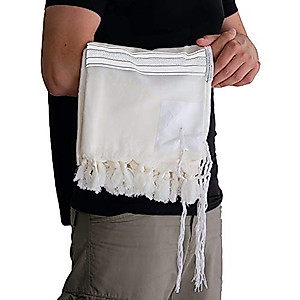 Tallit Prayer Shawl Cotton Kosher Tallit Gadol Tzitzit for Prayer Wash & Iron Gift Bar Mitzvah