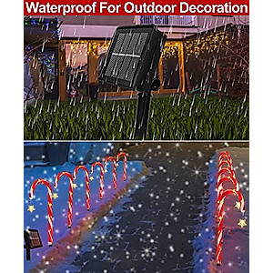 [ Solar & Timer ] 12 Pack Christmas Candy Cane Pathway Lights Markers, Total 96 LED Waterproof Christmas Decorations Outdoor 13.5 Inch Christmas Stakes Light up Candy Cane Walkway Outside Garden Yard