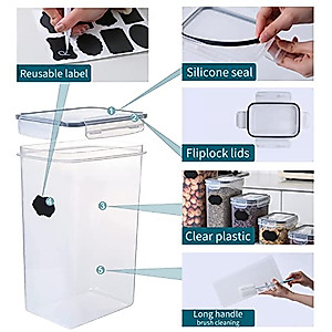 OFODE Airtight Food Storage Containers 20 Pices BPA Free Plastic Kitchen Pantry Organization and Storage for Sugar Flour Snack Cereal with Fliplock Lids Include Labels Freezer and Dishwasher Safe