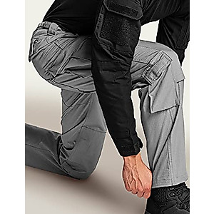 CQR Men's Tactical Combat Cargo Pants, Water Resistant Ripstop, Military Outdoor Hiking Work Apparel, Stone, Medium