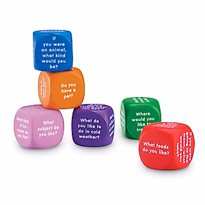 Learning Resources Conversation Cubes - 6 Pieces, Ages 6+ Foam Cubes for Social Emotional Learning, School Counselor Supplies, Speech Therapy Toys, Ice Breaker Cubes