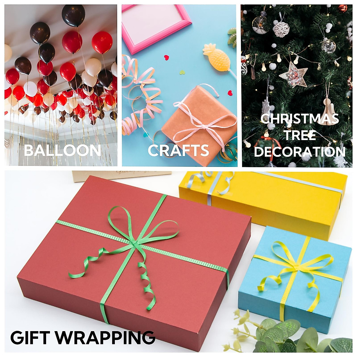 HimBen 500 Yards 3/16" Crimped Curling Ribbon White, Balloon String Curly Ribbon 1 Roll for Gift Wrapping, Birthday Wedding Party Festival Decoration, Baby Shower, Art Crafts, Florist Flowers