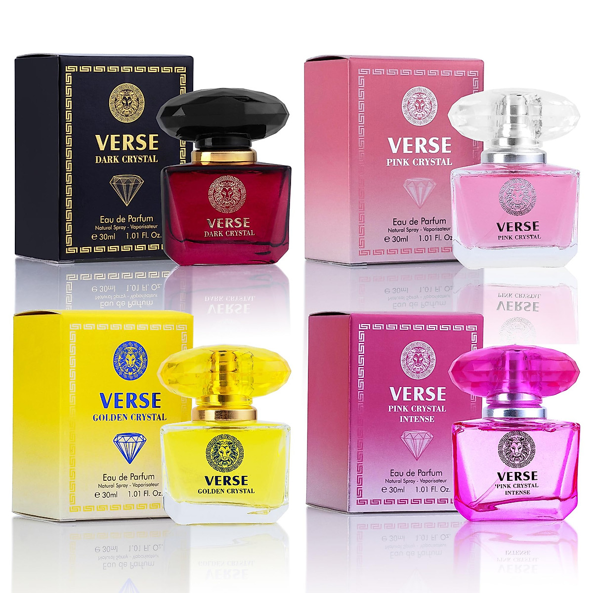 NovoGlow Verse 4-Piece Mini Fragrance Set for Women - Refreshing Combinations of Floral, Fruity & Woody Scents - Gift Choice with Natural, Mild & Non-Irritating Ingredients - Kimberly's Kiss