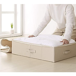 iwill CREATE PRO Underbed Storage Bin, 2pcs Storage Boxes, Zip Lidded, Washable & Folding Design, Beige