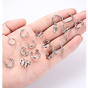 CASSIECA Women's Adjustable Non-Piercing Ear Cuffs Earrings Clip On Cartilage Helix Wrap Ear Jewelry Set