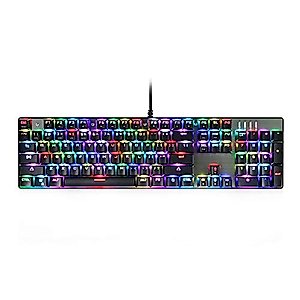 Teerwere Gaming Keyboard 104 Key RGB Backlit Mechanical Gaming Keyboard Blue Switch for Gamers Officers Mechanical Gaming Keyboard (Color : Gray, Size : One Size)