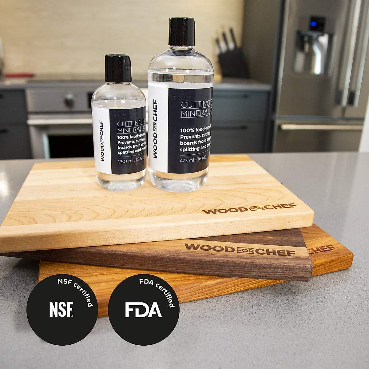 Cutting Board Food Grade Mineral Oil (8,5 oz) - Revitalize Cutting Board, Butcher Block, Countertops and Wood Utensils - Food Safe - Made in North America