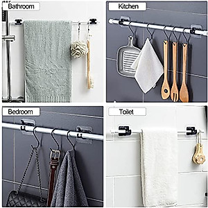 Lightarea Curtain Rod Brackets No Drilling, 8 PCS Self Adhesive Curtain Rod Holder Hooks, Hangers for Bathroom Kitchen Home Bathroom & Hotel Use