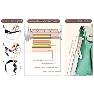 Yinuoday Mini Cordless Curling Iron USB Rechargeable Curling Wand Ceramic Hair Curling Travel Hair Straightener Curler for Hair Styling Wand Wet Dry Use