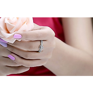 Dazzlingrock Collection 0.23 Carat (ctw) Round White Diamond Heart Shaped Engagement Ring Set for Women in 10K White Gold, Size 7