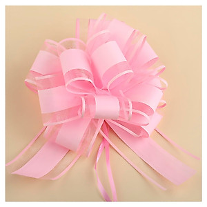 6 PCS 6 Inches Large Pull Bows Gift Wrapping Pull Bow Ribbon Pull BowsI for Christmas Wedding Baskets Valentine's Day Bows Ribbon Bow for Gift Wrapping (Pink)