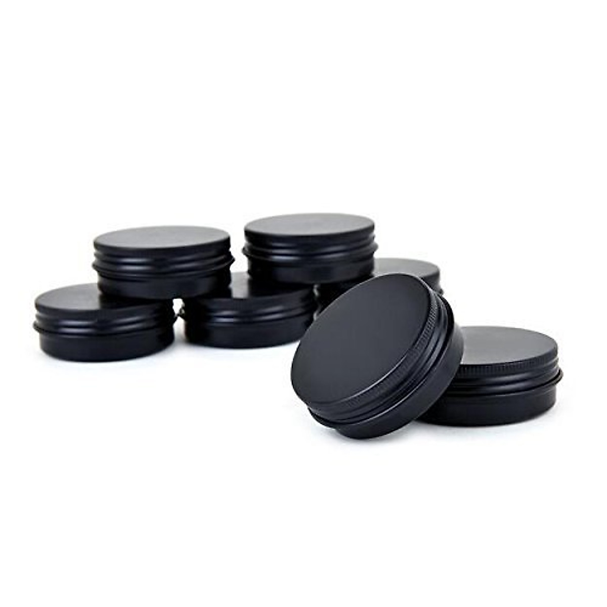 Aluminum Metal Tin 1oz/30ml,Black Aluminum Tins Round Tin Cans Containers with Screw Top Lid (10)