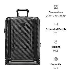 TUMI - Tegra-Lite Continental Front Pocket Expandable 4 Wheeled Carry-On - Hard Shell Suitcase for Travel - With USB-C Port - Black/Graphite
