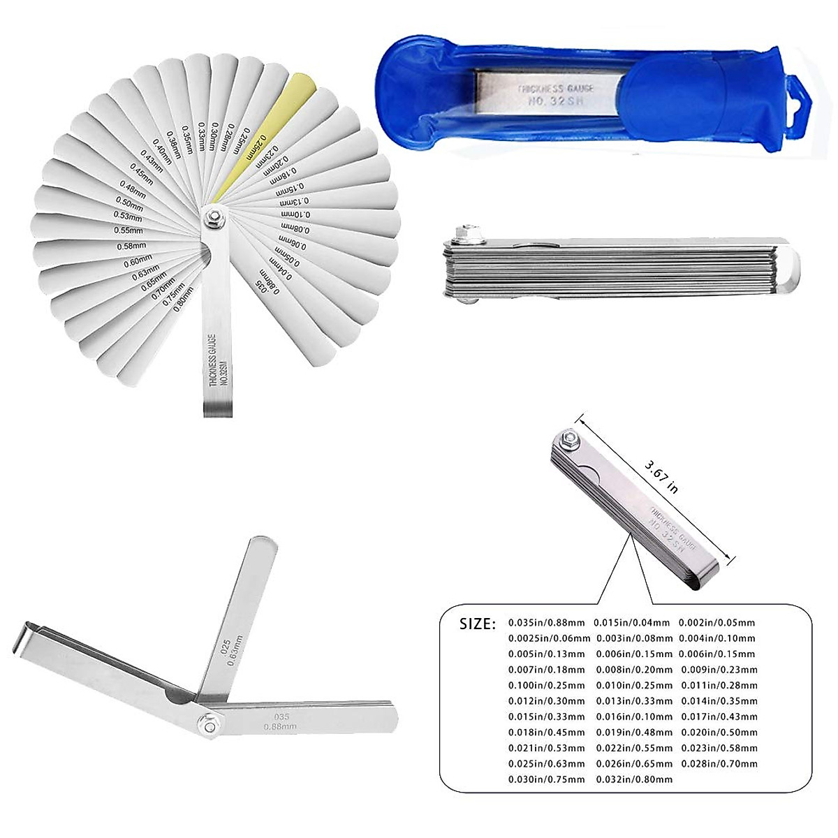 Hidear Guitar Luthier Tools Kit Including Guitar Radius Gauge String Action Ruler Gauge Blades Feeler Gauge Guitar Notched Radius Gauges for Guitar and Bass Setup