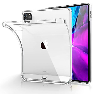 AICase for iPad Pro 12.9 inch 2021 (5th Gen) Clear Shock Absorbing Flexible TPU Protective Cover Transparent Slim Compatible with Pencil for iPad Pro 12.9 2021/2020