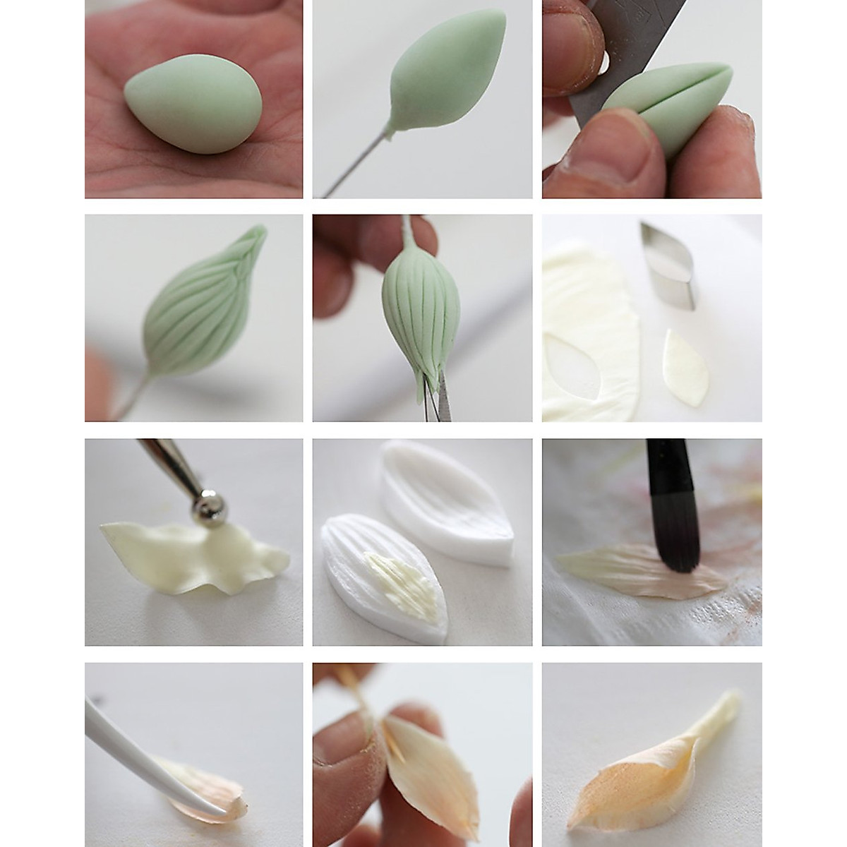 KALAIEN Dahlia Sugar Flower Veining Molds Fondant Cutters Gumpaste Cake Craft Tools(14PCS)