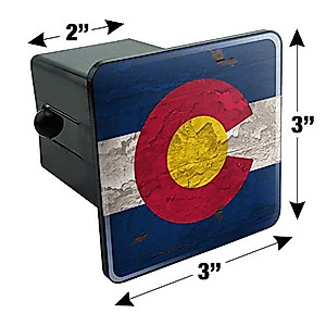 Rustic Distressed Colorado State Flag Tow Trailer Hitch Cover Plug Insert