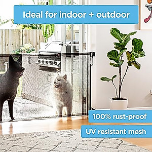 Retractable Baby Gate Perma Child Safety 41" Tall x 71” Wide, Mesh, For Stairs, Doorways, Dogs, Pets, Indoor, Outdoor, One-Handed Operation, Locking, Easy Install, Hardware Mount, Black