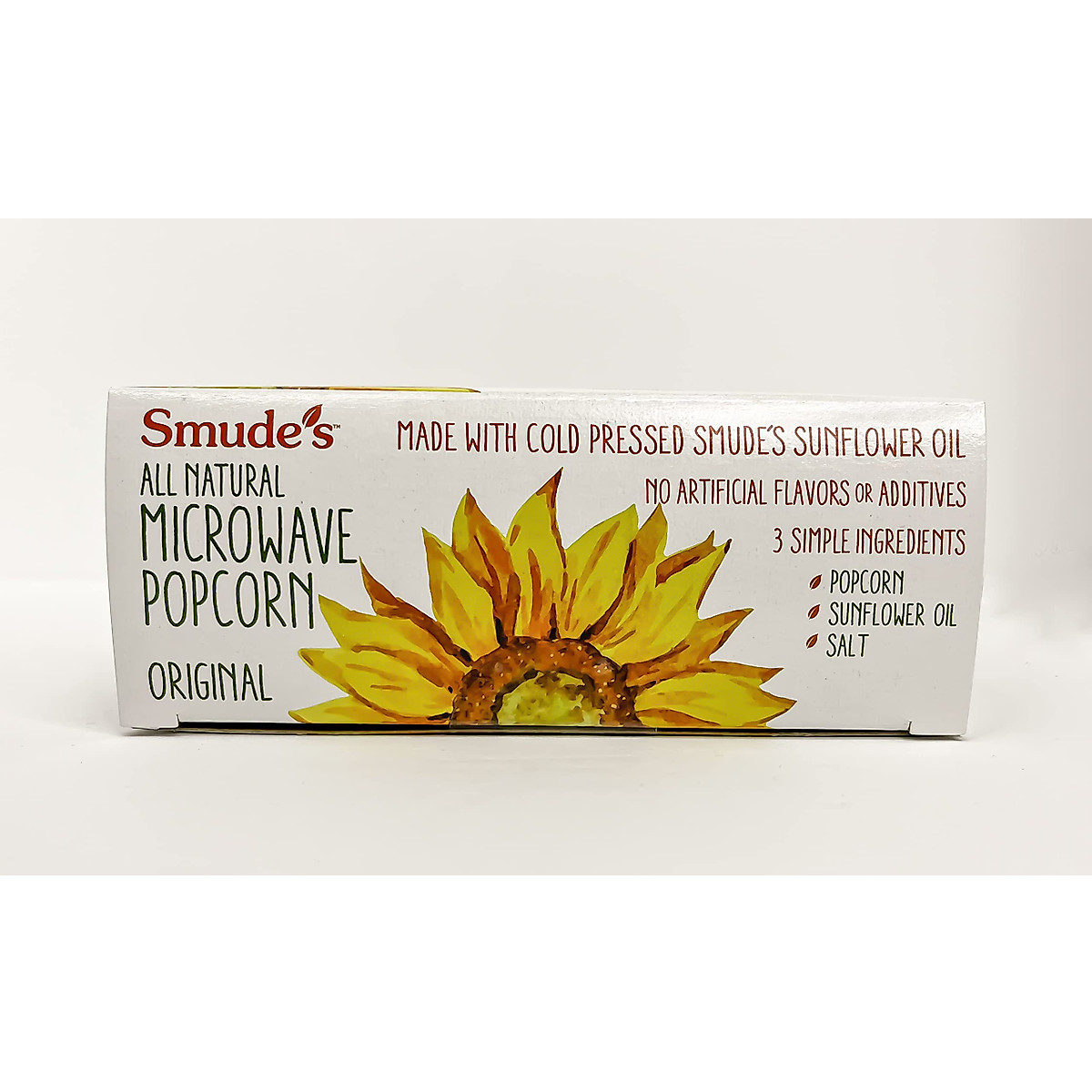 Smude's Brand All Natural Microwave Popcorn - Original | 3 Simple Ingredients – Popcorn, Smude’s Sunflower Oil, & Salt | Healthy Snack, Heart Healthy, Whole Grain | Gluten Free, Dairy Free, Non-GMO, Vegan, Kosher | PFAS-Free Bags | 1 box of 3 bags