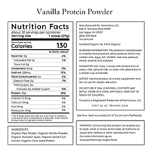 Truvani Vegan Vanilla Protein Powder with Frother & Scoop Bundle - 20g of Organic Plant Based Protein Powder - Includes Portable Mini Electric Whisk & Durable Protein Powder Scoop