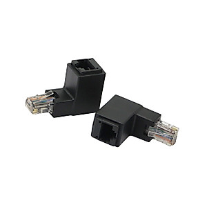 CERRXIAN 90 Degree Ethernet LAN RJ45 Male to Female, Right Angle Network Cat5 / Cat5e / Cat6 Extender Adapter(2-Pack) Black,(Up Angle)