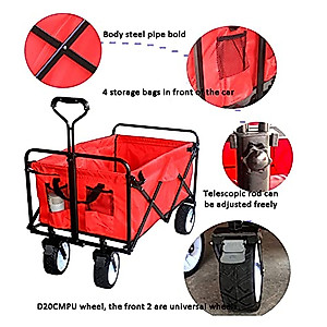 KOHARA Shopping Cart 75100cm Shopping Cart Collapsible Shopping Cart Trolley Grocery Carts with 4-Wheeled Utility Trolly Cart for Groceries Utility Cart (Color : Brown)