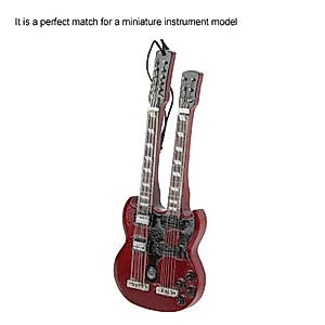 HEEPDD Miniature Guitar Model, Double Neck Bass Guitar Pendant Mini Wooden Guitar Ornament for Home Display Decoration