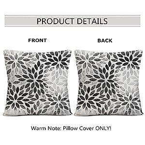 Snycler Dahlia Pillow Covers 18x18 Inch Set of 2 Summer Rust Geometric Flower Outdoor Decorative Throw Pillows Farmhouse Rust Black Pillow Case Linen Square Cushion Cover for Home Sofa Living Room