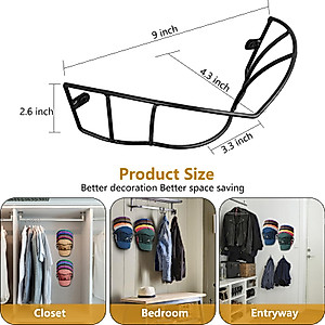 Peyulia 2 Pack Hat rack, Durable Metal for Baseball Caps Storage, Wall Mounted Hat Organizer for Walls, Behind Doors, Closets, EntryWay, Hold Up to 30 Caps, Black