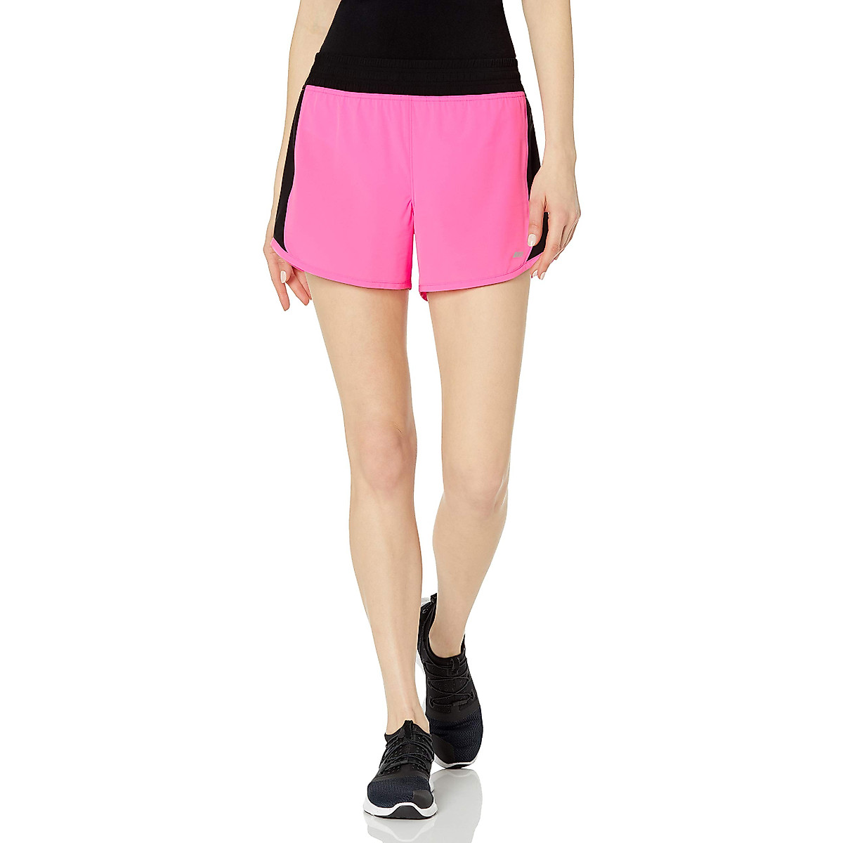 Amazon Essentials Women's 4" Stretch Woven Running Short, Black, Large