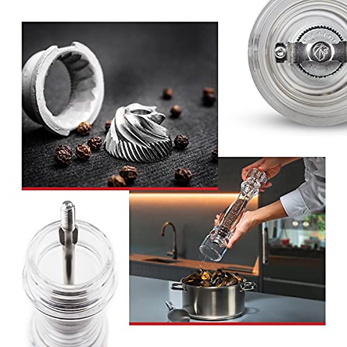 Peugeot - Nancy Manual Pepper Mill - Transparent Adjustable Grinder - Acrylic, Clear, 15 inches