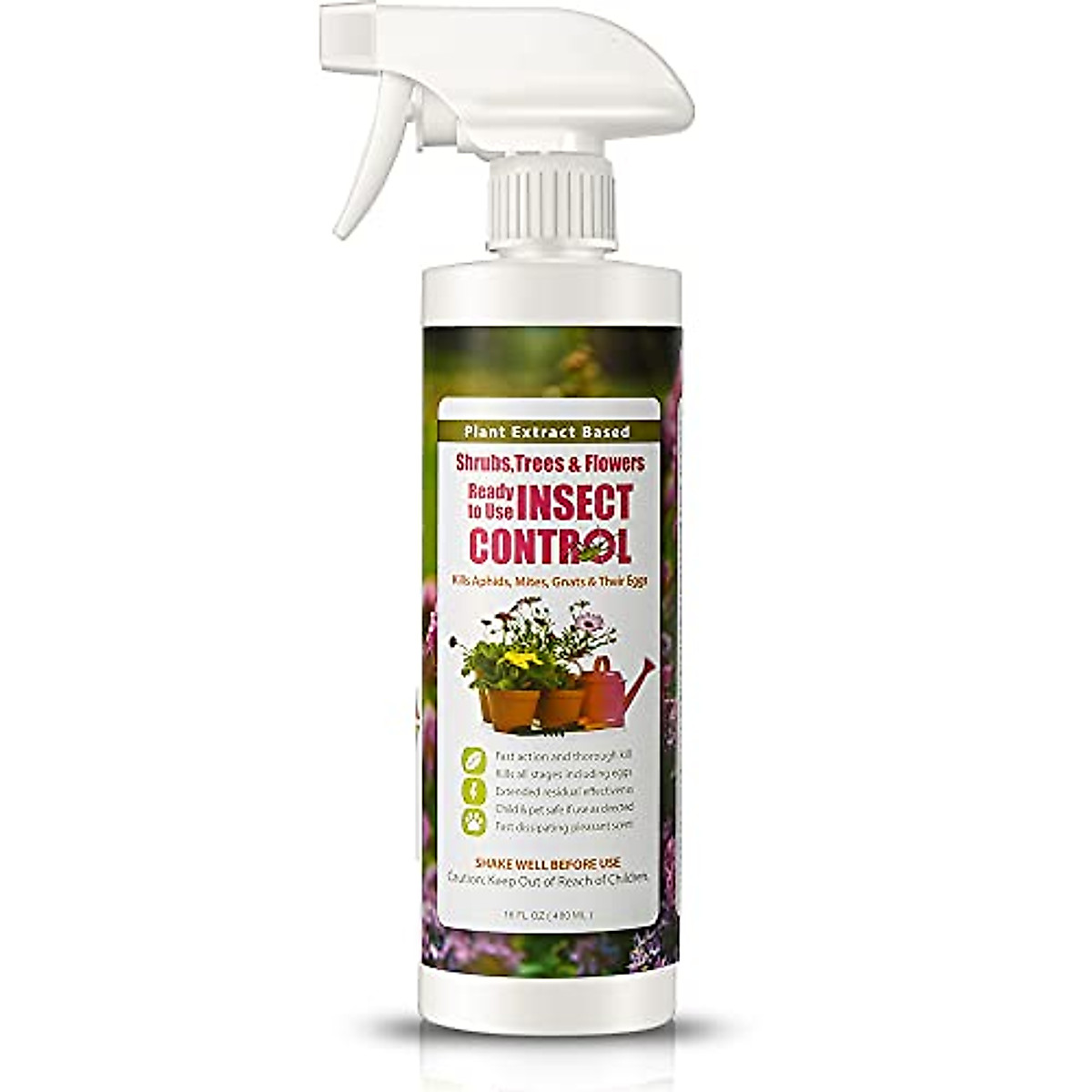 EcoVenger (Formerly EcoRaider) Garden Insect Control 16OZ, Plant Extract Based, Indoor & Outdoor, Kills Aphids, Mealybugs, Spider Mites and Gnats All Stages and Eggs, Non-Toxic Child & Pets Safe