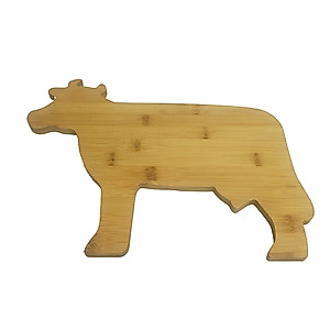 (Set of 10) Animal Cow Shaped Bulk Plain Bamboo Cutting Boards (Set of 10) | For Customized Engraving | Wholesale Premium Blank Board
