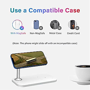 3 in 1 Magnetic Wireless Charger, with 20W USB-C Adapter, Charging Station for Apple Products Compatible with MagSafe for iPhone 14 13 12 Pro Max, Watch Series 1-8, AirPods Pro (White)