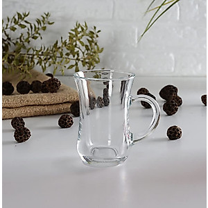 Turkish Tea Glasses With Handle - 6 pcs Tea Cups, Slim Waist Design and Thick Sole Prevent the Tea From Getting Cold, Capacity 145cc, 4 3/4 Oz, 2.5" x 4H"